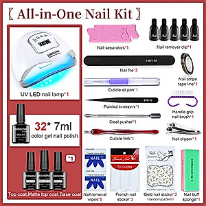 JODSONE Gel Nail Polish Kit with U V Light 32 Colors Gel Polish Nail Kit Soak Off Gel Nail Set Manicure Tools Nail Gel Kit Gifts for Women