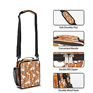 Kids Lunch Box, Corgi Dog Pattern Insulated Lunch Bag Tote for Girls Boys, Freezable Cooler Bag with Shoulder Strap, Waterproof Meal Prep Lunch Container for School/Travel/Picnic