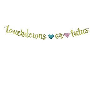 JENSENLIN Touchdowns or Tutus Gender Reveal Banner,Shiny Paper Banner Decor for Boy or Girl Baby Shower Gender Reveal Party Decorations Supplies.(glitter)
