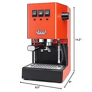 Gaggia RI9380/53 Classic Evo Pro Espresso Machine, Lobster Red, Small