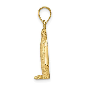 Jewelry Stores Network 14k Yellow Gold Textured Standing Penguin Pendant 27 mm x 14 mm