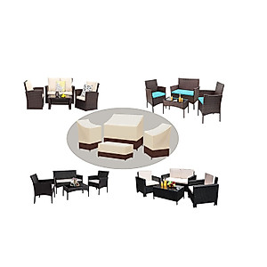 SIRUITON Patio Furniture Cover Set ,Fit for 4 Pieces Patio Outdoor Rattan, Wicker Chair Conversation Furniture Sets,Heavy Duty Durable and Water Resistant Fabric (Yellow)