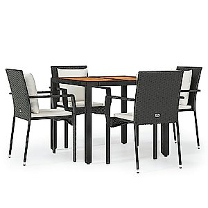 WFAUIBR Dining Set with Cushions 5 Piece Patio ，Bistro Sets,Coffee Table Sets, Whether You Have a Balcony, Lawn, Garden, or Poolside, This Set is Outdoor Spaces，Black，5 Piece 35.4"