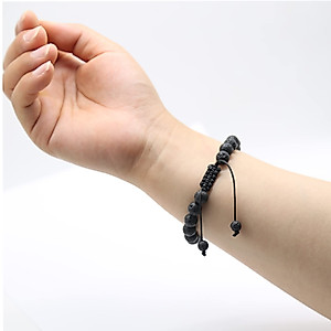 HEDQFM 2 PCS Chakra Bracelets Lava Rock Stone Aromatherapy Essential Oil Diffuser Bracelet Adjustable Woven Bracelet and Elastic Rope Bracelet for Men and Women (Chakra B)