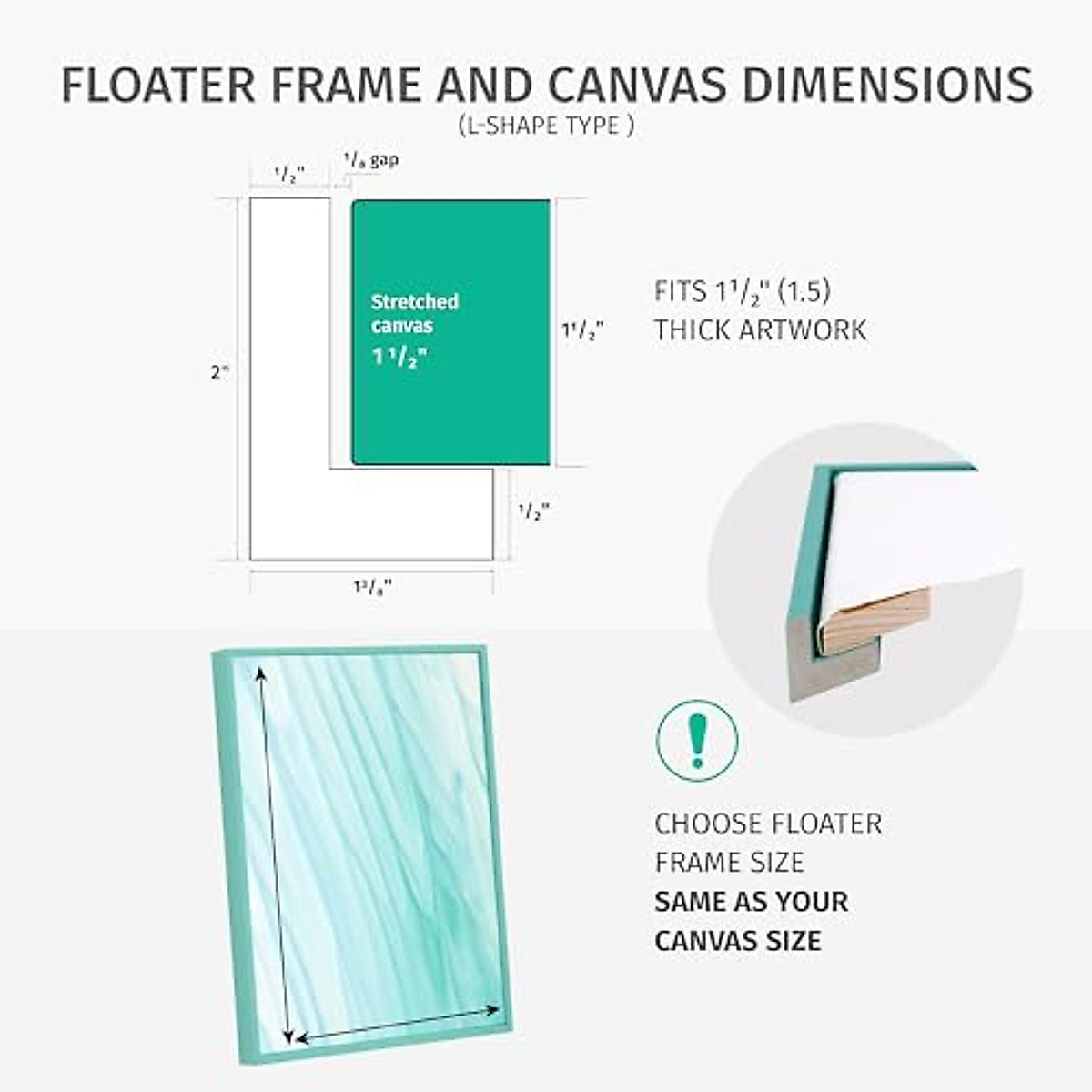 Pixy Canvas Floater Frame 9x12 for 1-1/2 (1.5) inch Deep Canvas Paintings/Canvas Prints/Wood Canvas Panels/Wall Art/Wall Decor/Home Decor/Artwork (Antique Silver, 9 x 12 inch, Portrait)