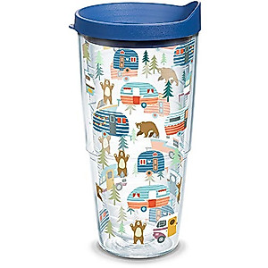 Tervis Made in USA Double Walled Trailer Bears Insulated Tumbler Cup Keeps Drinks Cold & Hot, 24oz, Clear