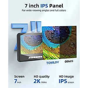 TOMLOV DM401 2K Digital Microscope 1200x, HDMI LCD Microscope with Screen, Extension Tube Included for Entire Coin View,24MP Soldering Microscope with Lights,Windows/iOS Compatible