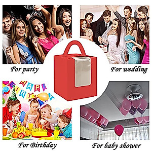 Walk Arrive Cupcake Box Clear Display Window with Strong Handle and Secure Insert Cake Box Bakery Box Cupcake Carrier Cupcake Holder Container for Baby Shower Wedding Birthday Festival Party (10, Red)