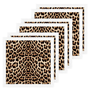 ALAZA Wash Cloth Set Leopard Print Cheetah Pattern(g1) - Pack of 6 , Cotton Face Cloths, Highly Absorbent and Soft Feel Fingertip Towels(226cr8d)