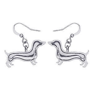 DUOWEI Zinc Alloy Antique GoldSilver Plated Dachshund Dog Earrings for Women Teens Pet Dangle Vintage Jewelry Gift (Silver Dachshund)