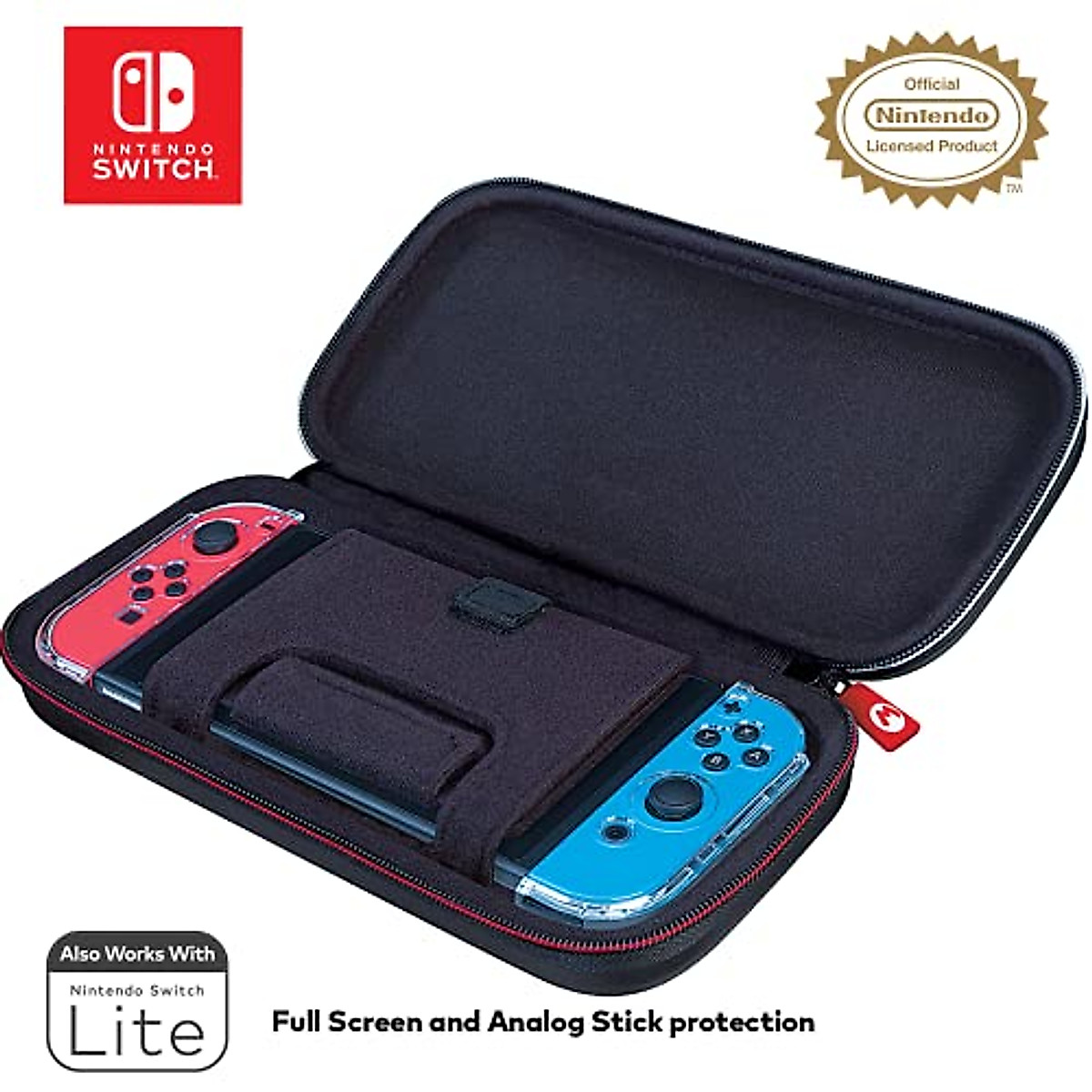 Game Traveler Mario Kart Nintendo Switch Case - Switch OLED Case for Switch OLED, Switch & Switch Lite, Adjustable Viewing Stand & Bonus Game Cases, Deluxe Handle, Licensed Nintendo Switch Game case
