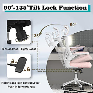 Ergonomic Office Chair, High Back Mesh Desk Chair with Molded Foam Cushion, Adjustable Headrest, Lumbar Support, Lock Function (Petal Pink)