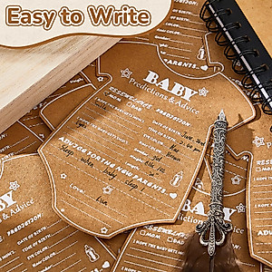 Queekay 50 Pcs Baby Prediction Cards for Baby Shower Advice Wishes Card with Wood Box for Baby Shower Games Party Decorations