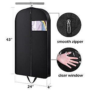 AOODA 43" Gusseted Suit Bags for Closet Storage Hanging Garment Bags for Men Travel Coat Clothes Cover with Handles (5 Packs)