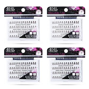 Ardell False Eyelashes Double Up Individuals Knot-Free Short Brown 4 Pack