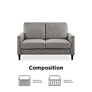 Dorel Living DHP Dorel Living Beckie Loveseat, Gray Love Seats
