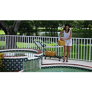 Kerry Kart 4-in-1 Rolling Utility Cart, Trolley and Moving Dolly with Folding 3-Step Ladder – Move Boxes, Furniture and Appliances with 1 Foldable Cart and Step Stool (Red)