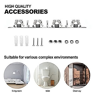 Bosszi Mop and Broom Holder, 3 Positions 4 Hooks Heavy Duty Hanger Wall Mounted Stainless Steel Organizer for Holders, Home Laundry Bathroom, Garage Storage System Utility Tools Rack Storage, Grey