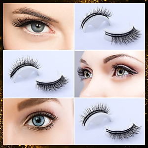 6 Pairs Reusable Self Adhesive Eyelashes No Glue or Eyeliner Needed Waterproof Natural Look False Lashes Extension Stable Stick on Eyelashes False Eyelashes Gift for Women Girls, 3 Style