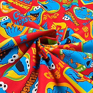 Sesame Street Digital Characters Cookie Monster Toss Red, Fabric by the Yard