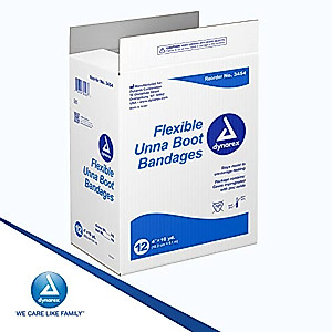 Dynarex 3454 Unna Boot Bandage, Individually Packaged, Provides Customized Compression, With Zinc Oxide, Soft Cast, 4" x 10 Yard, Pack of 12