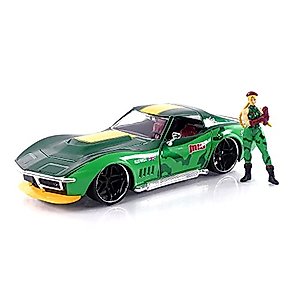 Street Fighter 1:24 1969 Chevrolet Corvette Stingray ZL1 & 2.75" Cammy Figure, Toys for Kids and Adults