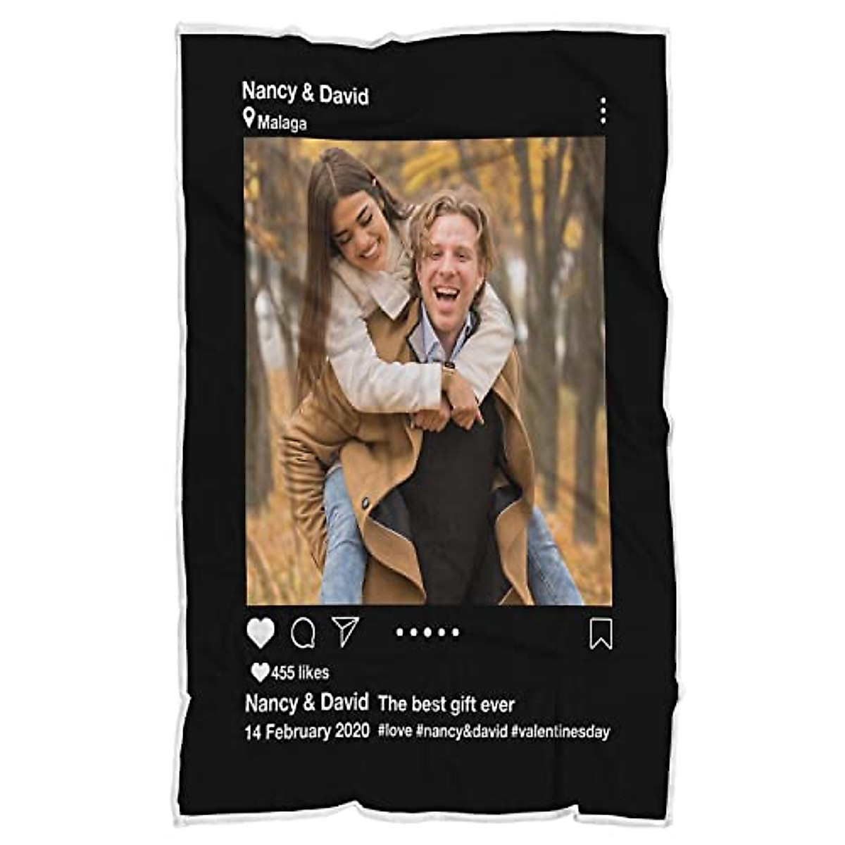 Personalized Official Social Media Post Style Blanket, Custom Name & Text Blanket Gifts for Him Her Men Women, Anniversary Ideas with Photo Throw Blankets
