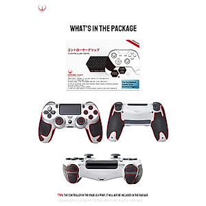 HOTLINEGAMES 2.0 Plus Controller Grip Compatible with PS4 DualShock 4 Controllers Grips Tape, Textured Soft Skin Kit, Pre-Cut, Easy to Apply, Sweat-Absorbent (for Handle Grips+Buttons+Triggers)