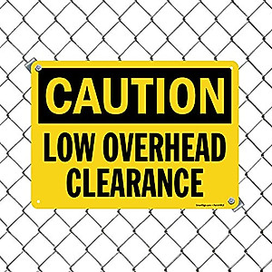 SmartSign - U9-1322-NA_10x14 "Caution - Low Overhead Clearance" Sign | 10" x 14" Aluminum Black on Yellow