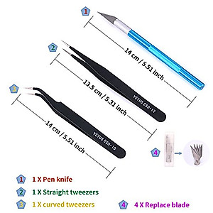 Swpeet 9Pcs Compatible for Gundam Modeler Basic Tools, Perfect Replacement for Gundam Model Tools Kit Building Beginner Hobby Model Assemble Building With Duty Plastic Container