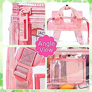 ZLYERT Clear Backpack, Heavy Duty Transparent Bookbag, Large See Through PVC Backpacks for Women and Men - (Pink)