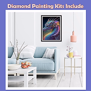 KYOQFVN Diamond Painting Kits for Adults, 5D Colourful Dragon Diamond Art Kits Full Drill Coloured Diamond Painting Dragon Kit for Kids Beginners, DIY Crystal Gem Art for Home Wall Decor 30x40cm