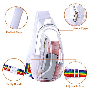 Edraco Clear Sling Bag, Stadium Approved Mini PVC Crossbody Shoulder Backpack, Transparent Casual Chest Daypack for Women & Men, Perfect for Hiking, Stadium or Concerts(White)