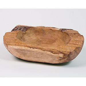 Garden Age Supply Hand Sculpted Natural Reclaimed Teak Wood Bowl Planter (Medium)