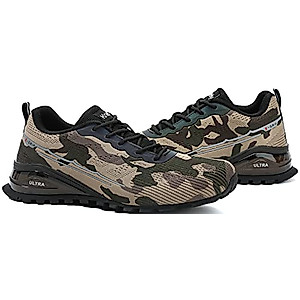 Kricely Men's Trail Running Shoes Fashion Hiking Sneakers Lightweight Tennis Cross Training Shoe Camouflage Non-Slip Walking Footwear Size 9.5