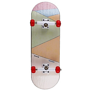 Noahwood Wooden Fingerboard Complete ((Noah Team 5-Layer Maple handmade Deck 33mmx98mm, NW King WhiteTrucks 33mm, NW II Red Wheels) (Born for PRO)