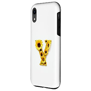 iPhone XR Letter Y Initial Monogram Sunflower Minimalist Women Yellow Case