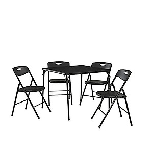 COSCO 5-Piece Folding Table and Chair Set, Black