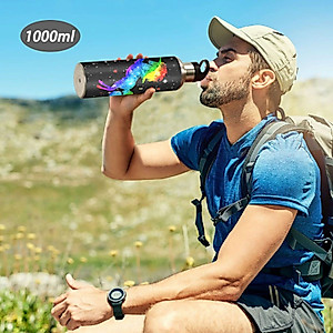 Kcldeci Unicorn Rainbow Galaxy Sports Water Bottle 20 Oz Straw Lid Leak Proof Vacuum Insulated Stainless Steel Hot Cold Double Walled Thermo Mug Tumbler Travel Cup Standard Metal Canteen