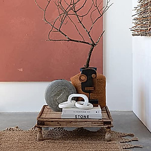 Bloomingville Hand-Woven Seagrass, Orange & Navy Basket