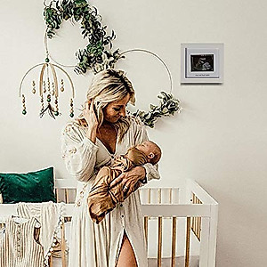 IHEIPYE Baby Sonogram Photo Frame - 1st Ultrasound Picture Frame - Idea Gift for Expecting Parents,Baby Shower, Gender Reveal Party,Baby Nursery Decor (Silver Text, White)