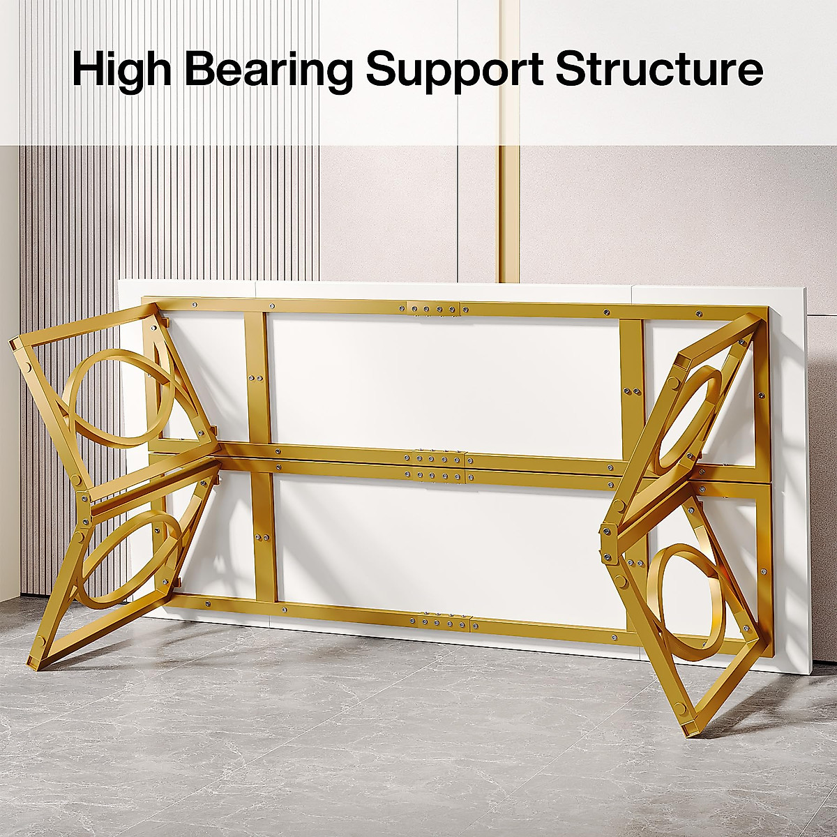 Tribesigns 70.9 inch Modern Simple Home Office Desk for Study, Large Computer Desk Office Desks Wood Study Writing Table Business Workstation with Golden Sturdy Metal Frame for Bedroom, White Gold