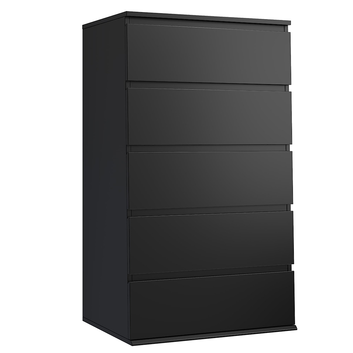 FOTOSOK Black Dresser, 5 Drawer Dresser Tall Black Dresser with Large Storage Space, Modern Storage Chest of Drawers, 23.6L x 17.6W x 39.1H Inch Storage Organizer Cabinet for Home, Black