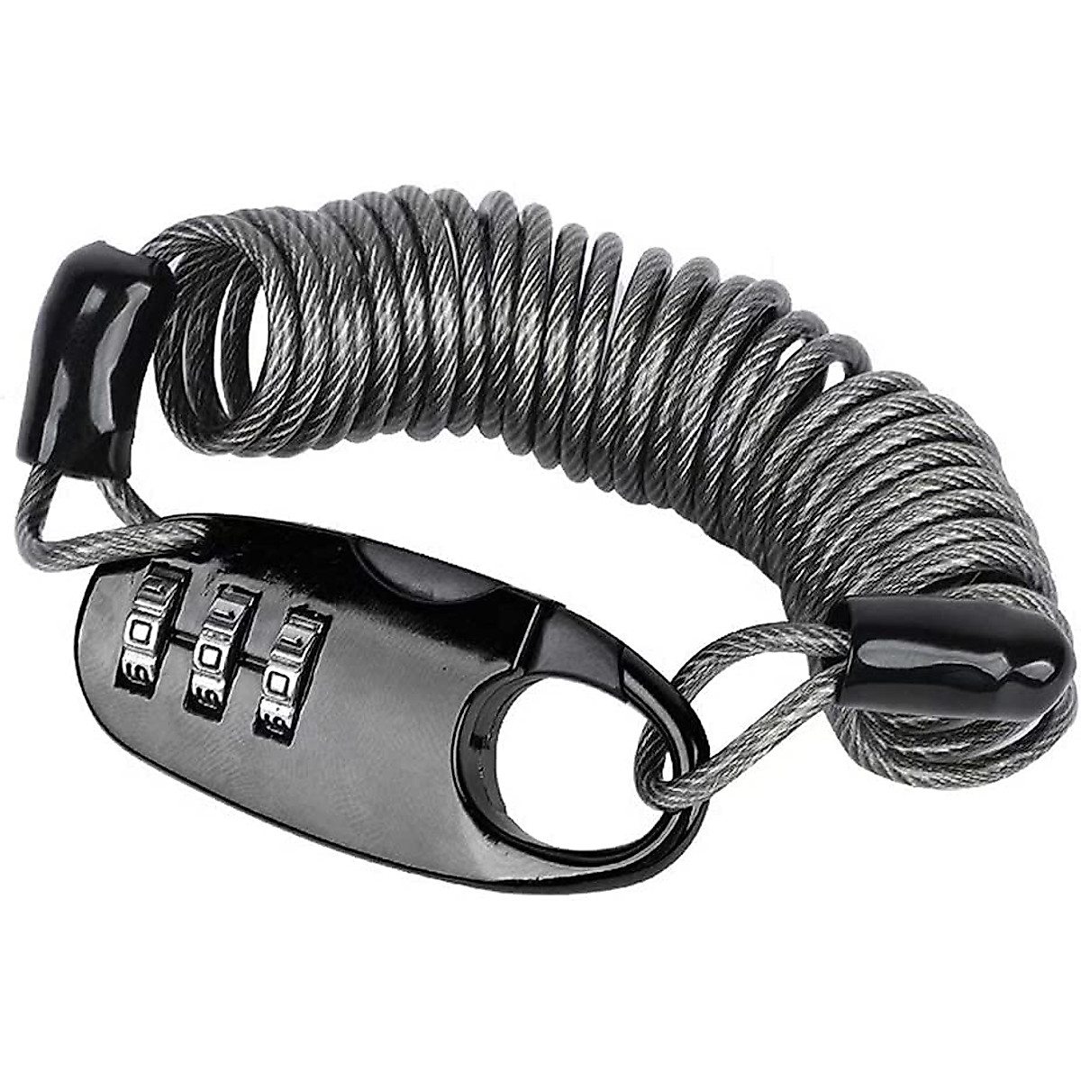 Bicycle Locks Heavy Duty Anti Theft Bike Lock Bike Cable Locks, Portable Anti-Theft Mini 90cm Elastic Stretch Ultralight 3-Digit Password MTB Bicycle Lock (Color : Black)