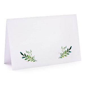 50 Pack Greenery Place Cards, Wedding Name Place Cards, Table Place Cards for Wedding or Party, Seating Place Cards for Tables, 2 x 3.5 Inches