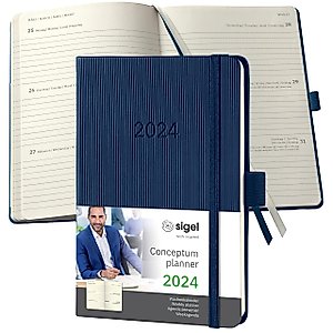 SIGEL C2463 Conceptum Weekly planner 2024, approx. A6, dark blue, hardcover, 2 pages = 1 week, 176 pages