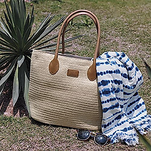 Straw Rattan Women Tote Summer Beach Shoulder Handbag Medium Size 17.8''x12.6"x5.1"