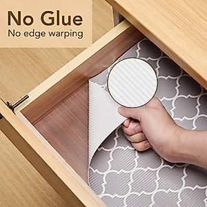 Glotoch Shelf Liners for Kitchen Cabinets 12” x 20FT-Non Adhesive Cabinet and Drawer Liner Roll for Fridge/Wire Shelf/Glass Shelves, Double Sided Non-Slip Durable and Strong, Quatrefoil Gray