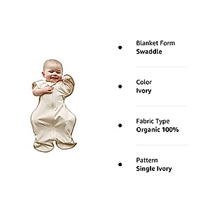 CCOCCOZAM Swaddle, Organic, Ivory, Medium, 13-19lbs, Transition Baby Sleep Sack, Dramatically Better Sleep