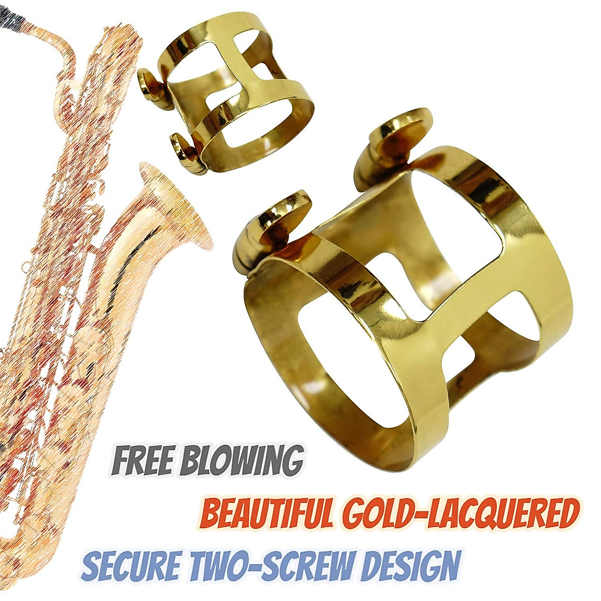 Libretto Baritone Saxophone Mouthpiece Kit, Giftable Standard Mouthpiece Set: ABS 4C Mouthpiece, Plastic Cap, Gold Lacquered Ligature. Finely Designed for Beginner and Intermediate
